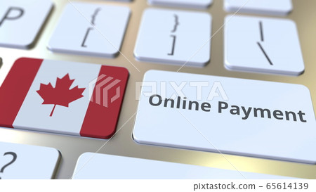 Online Payment text and flag of Canada on the... - Stock Illustration ...