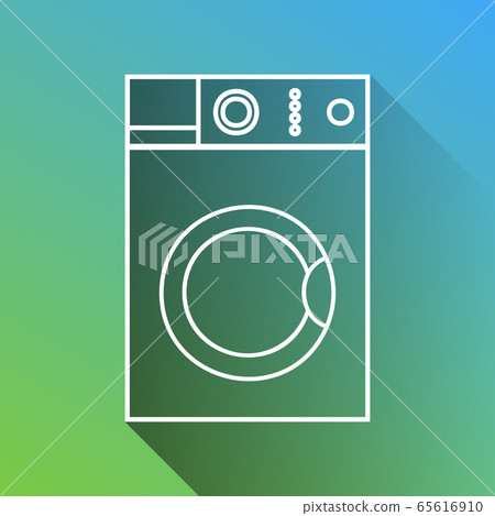 Washing machine sign. White Icon with gray... - Stock Illustration ...