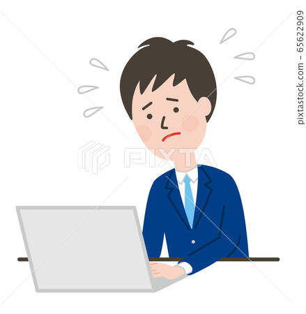 Man working hard on PC - Stock Illustration [65622909] - PIXTA