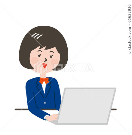 Female student operating a PC - Stock Illustration [65622936] - PIXTA