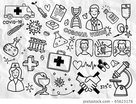 Vector illustration of Doodle cute for covid-19 , - Stock Illustration ...