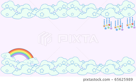 Cute cloud frame with rainbow and stars - Stock Illustration [65625989 ...