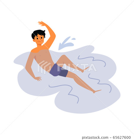 Happy cartoon man swimming - water sport... - Stock Illustration ...