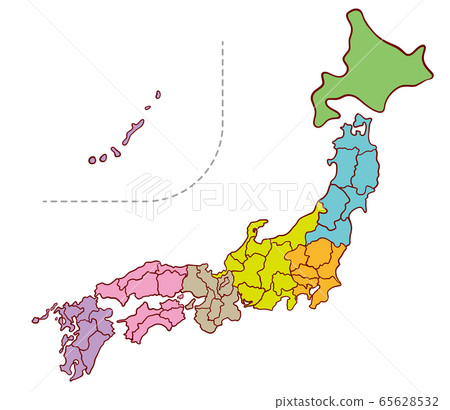 Colorful Japanese Map - Stock Illustration [65628532] - PIXTA