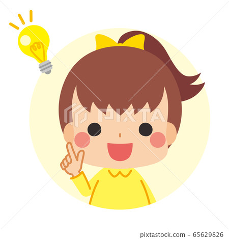 Cute girl icon inspired by an idea - Stock Illustration [65629826] - PIXTA