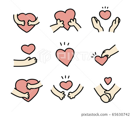 Heart / hand icon set / illustration / gentleness - Stock Illustration ...