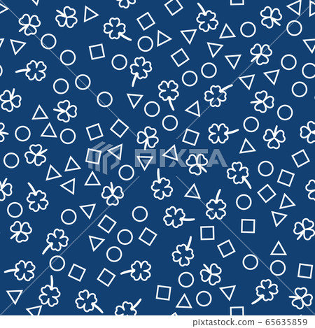 Seamless pattern on a blue background. Clover and - Stock Illustration ...
