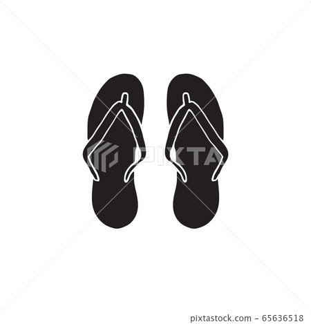 Vector hand drawn doodle black beach slippers - Stock Illustration [65636518] - PIXTA