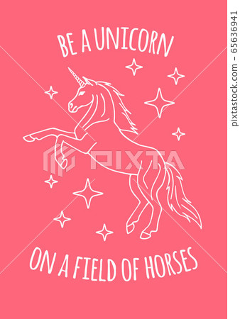 Vector sketch unicorn with motivational quote - Stock Illustration ...