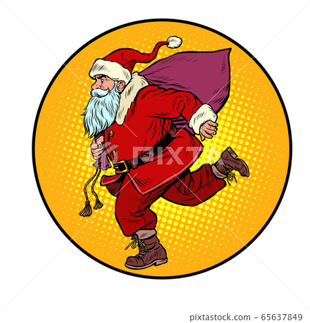 Santa Claus is running. New year and Christmas - Stock Illustration ...