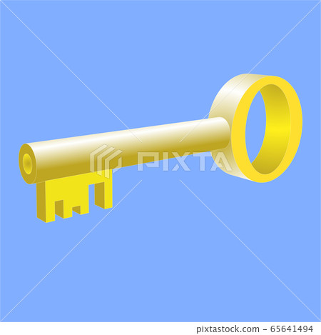 Old gold key isolated on blue background - Stock Illustration [65641494 ...