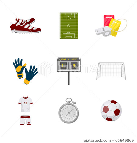 Soccer symbols flat vector illustrations set - Stock Illustration ...