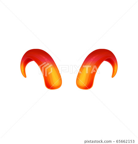 Devils or goat red and gold horns icon...-插圖素材 [65662153] - PIXTA圖庫