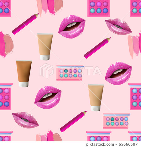 Make up seamless pattern. Beauty background... - Stock Illustration ...