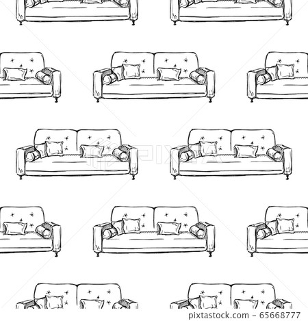 Seamless pattern. Sofa, ottoman - Stock Illustration [65668777] - PIXTA