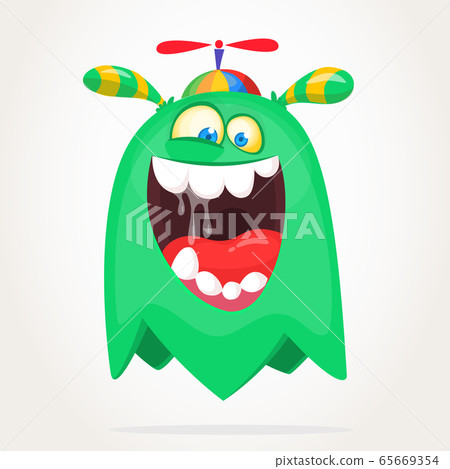 Funny cartoon flying monster. Vector illustration - Stock Illustration ...