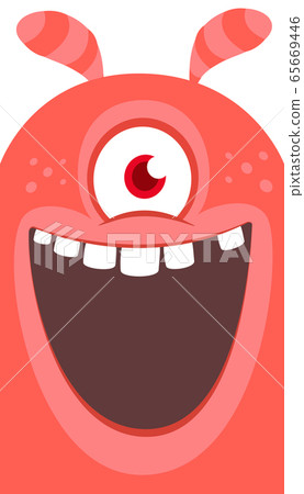 Happy cartoon red monster screaming. Yelling... - Stock Illustration ...