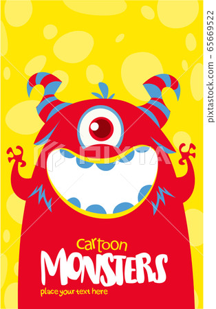 Cartoon one eyed red monster. Halloween monster - Stock Illustration ...