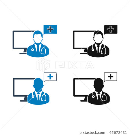 Online medical consultant icon. Flat style... - Stock Illustration ...