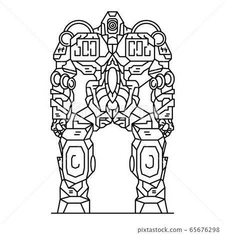 Futuristic robot transformer icon, outline style - Stock Illustration ...