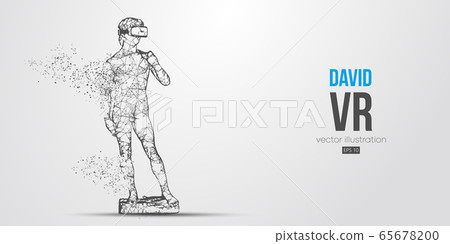 VR headset holographic low poly wireframe... - Stock Illustration ...