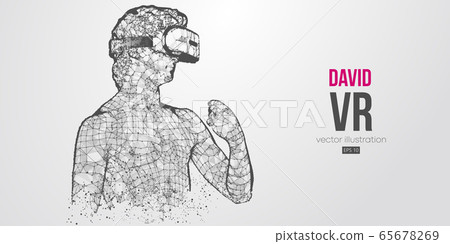 VR headset holographic low poly wireframe... - Stock Illustration ...