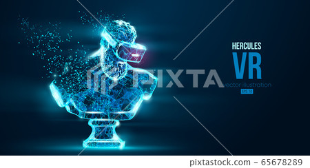 VR headset holographic low poly wireframe... - Stock Illustration ...