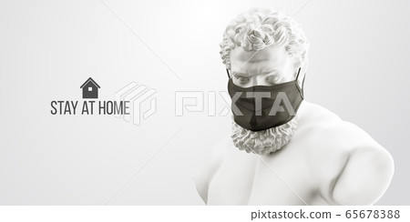 Novel coronavirus COVID-2019. White statue of... - Stock Illustration ...