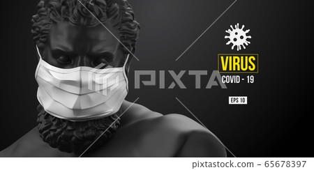 Novel coronavirus COVID-2019. Black statue of... - Stock Illustration ...