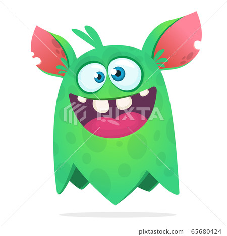 Funny cartoon flying monster. Vector illustration - Stock Illustration ...