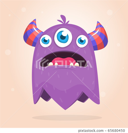 Scary cartoon monster with three eyes. Vector - Stock Illustration ...