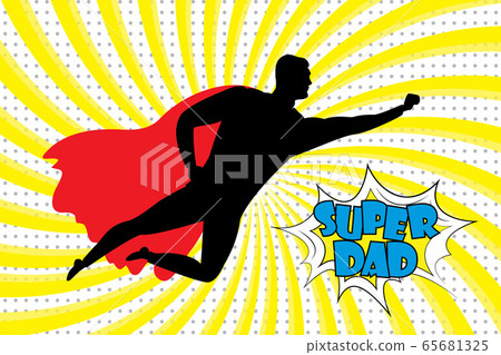 Silhouette of a flying superhero and super dad - Stock Illustration ...