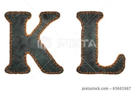 Set of leather letters K, L uppercase. 3D... - Stock Illustration ...