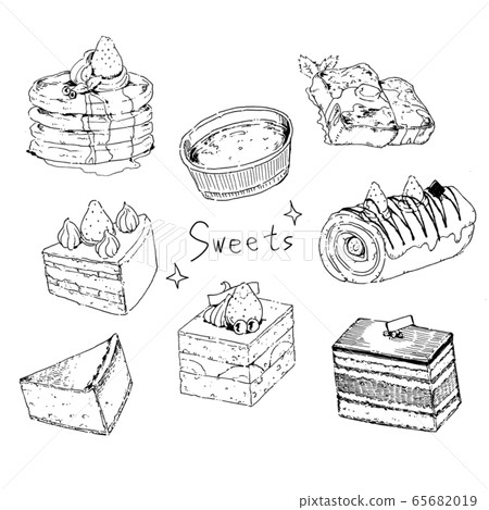 Assorted sweets line drawing - Stock Illustration [65682019] - PIXTA