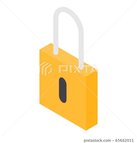 Yellow padlock icon, isometric style - Stock Illustration [65682031 ...