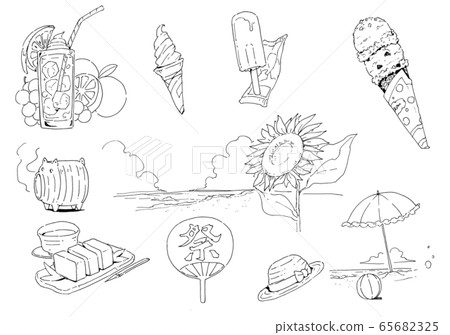 Summer illustrations, line drawings - Stock Illustration [65682325] - PIXTA