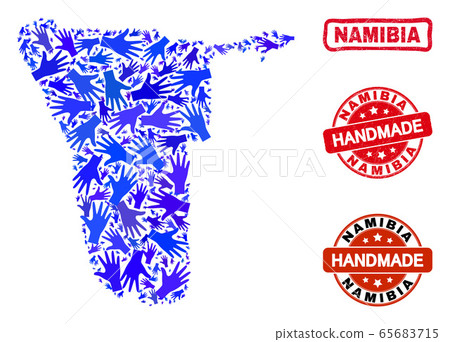 Hand Collage of Namibia Map and Textured... - Stock Illustration ...