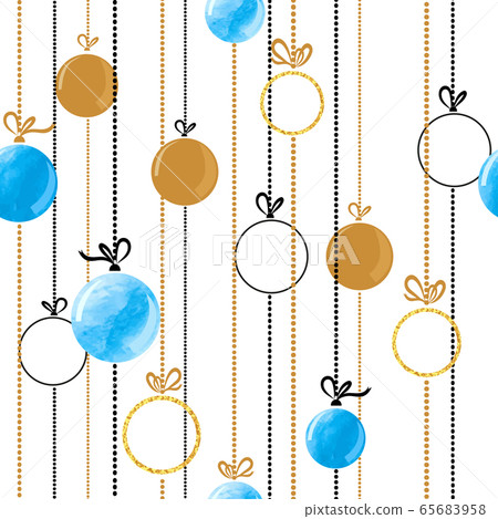 Seamless Christmas balls pattern in blue and... - Stock Illustration ...