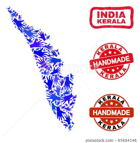 Hand Composition of Kerala State Map and... - Stock Illustration ...