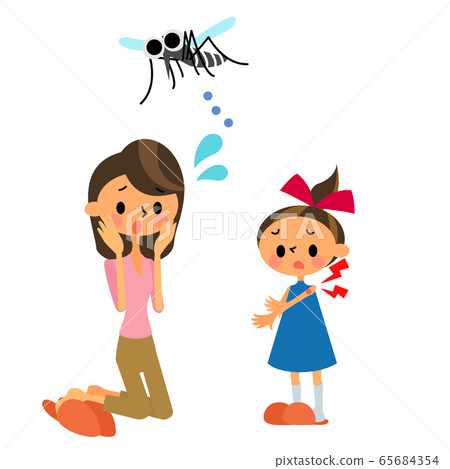 A mosquito bites a parent and child - Stock Illustration [65684354] - PIXTA