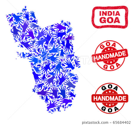Hand Collage of Goa State Map and Textured... - Stock Illustration ...