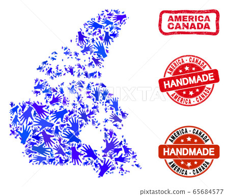 Hand Collage of Canada V2 Map and Distress... - Stock Illustration ...