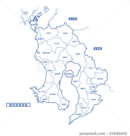 Kagoshima Prefecture Map Simple White Map... - Stock Illustration ...