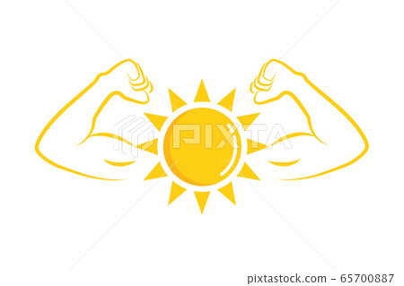 strong sun with muscular arms - Stock Illustration [65700887] - PIXTA
