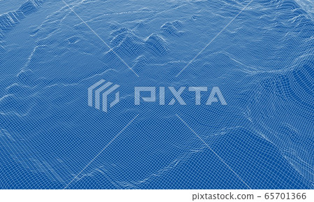 Abstract 3d wire-frame landscape. Blueprint style - Stock Illustration ...