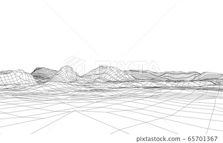 Abstract 3d wire-frame landscape. Blueprint style - Stock Illustration ...