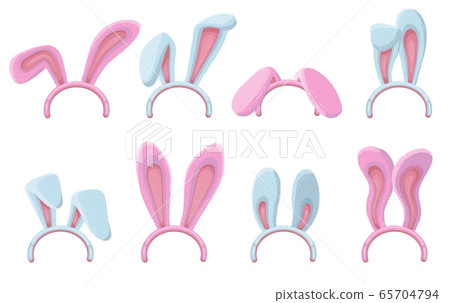 Set of Easter masks with rabbit ears in pink... - Stock Illustration ...