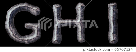 Set of capital letters G, H, I made of forged... - Stock Illustration ...