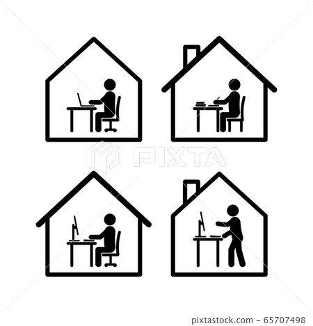 Work at home stick man set - Stock Illustration [65707498] - PIXTA