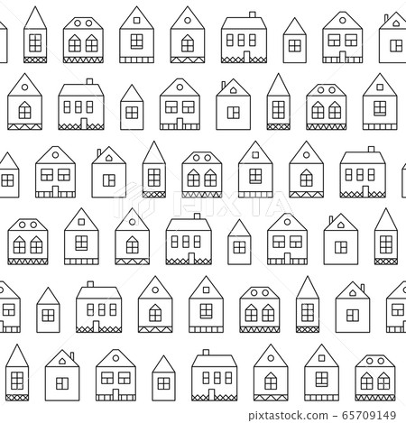 Abstract background with doodle houses - Stock Illustration [65709149 ...